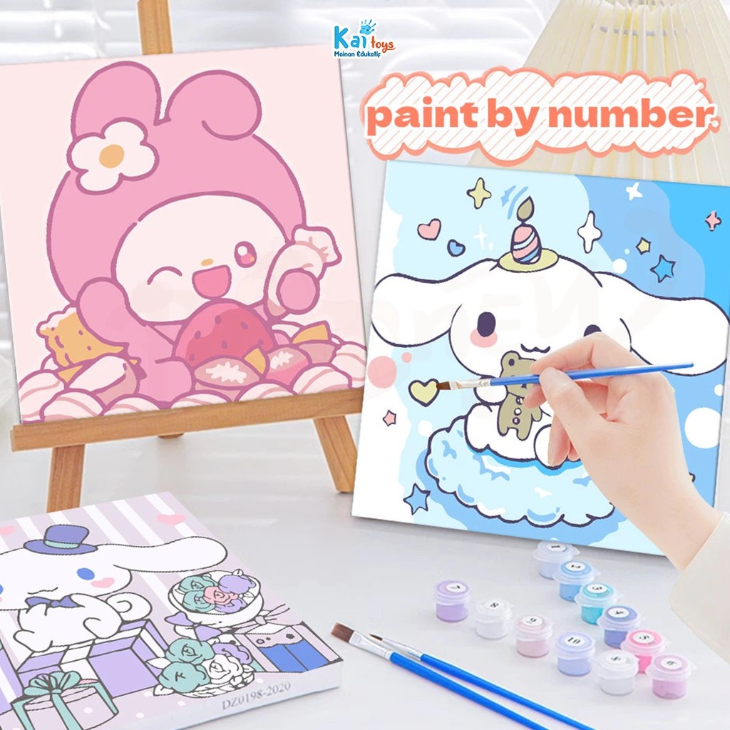 Jual Paint By Number Sanrio Labubu 20x20cm / Canvas Painting Lotso ...