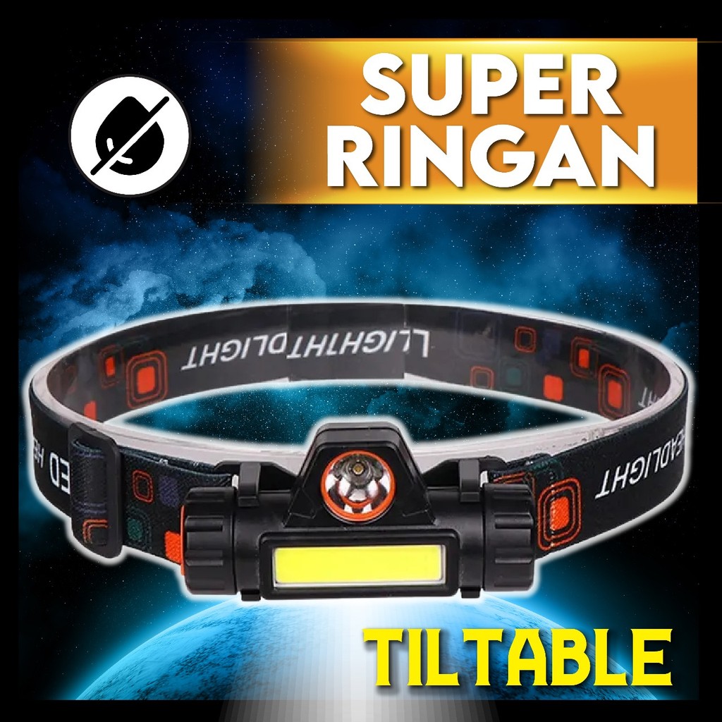 Jual Senter Kepala LED Mini COB XPE Headlamp Bisa Putar Copot Cas USB ...