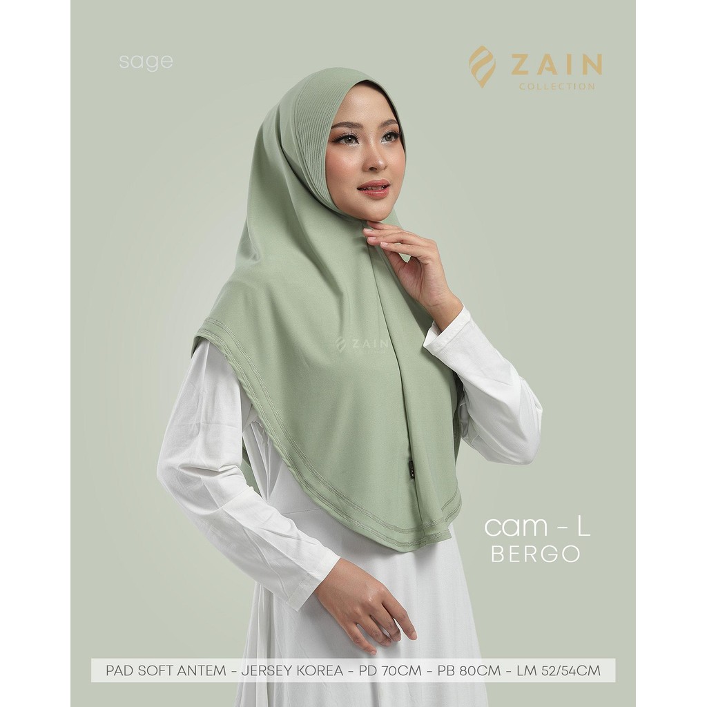 Jual ZAIN Hijab Bergo Cam Size L Jilbab Instan Oval Kerudung Pet Soft Anti Tembem / By Zain ...