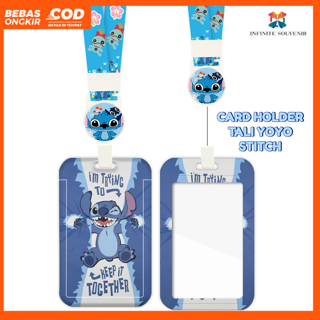Jual (N017) ID Card Holder Tali Yoyo Stitch / Nametag Yoyo Disney / Tali Bisa Ditarik | Shopee ...