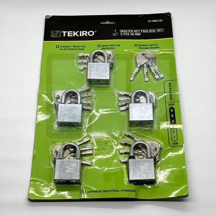 Jual TEKIRO Gembok Set 40mm 5 Pcs dengan Master Key - Padlock ...
