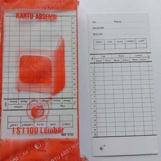 Jual Kartu Absen Apel Jeruk / Kertas Absensi Amano - 1 pack isi 100 ...