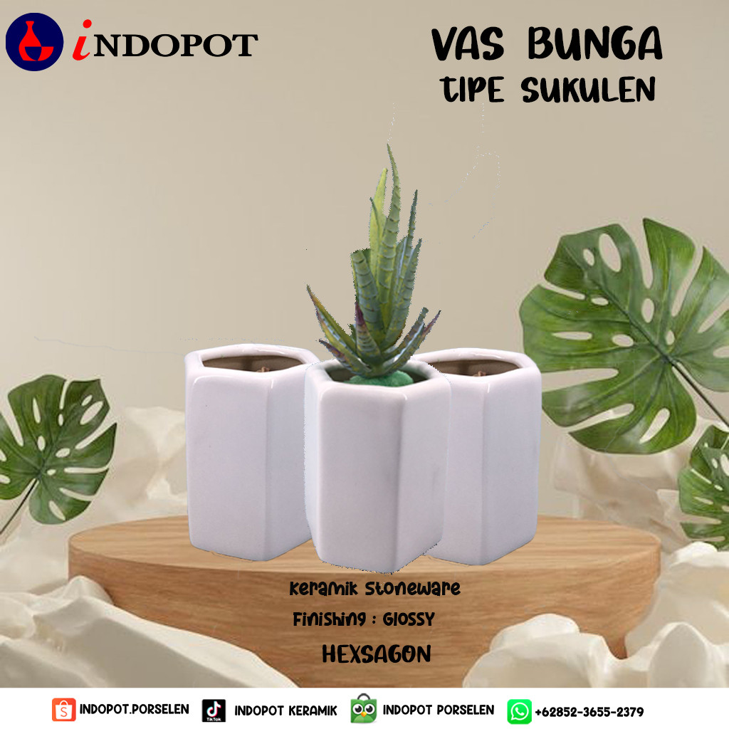 Jual Pot Vas Bunga Keramik Untuk Tanaman Sukulen Berjenis Hexagon ...