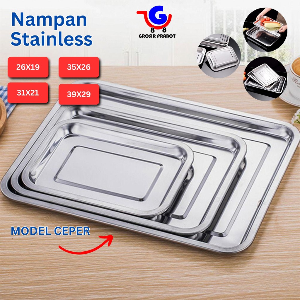 Jual 1 SET Nampan Stainless Persegi Bake Tray Baki Loyang Wadah Makanan ...