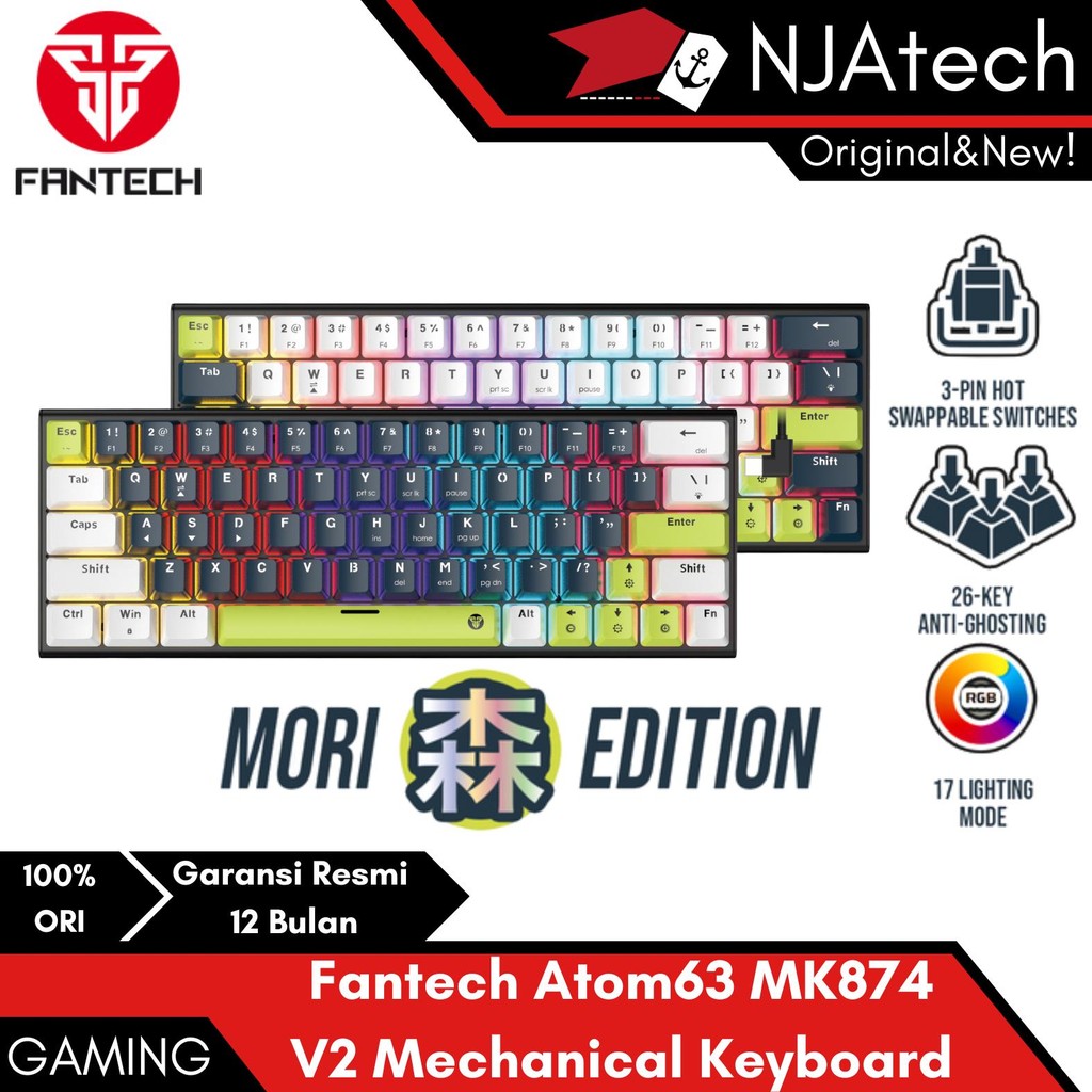 Jual Fantech ATOM MORI SERIES Keyboard Mechanical Gaming ATOM 63 Layout 60% Hotswappable 3 Pin ...