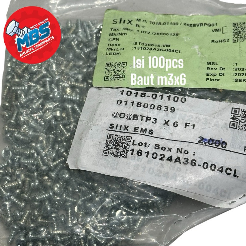 Jual SAJ INDO gosir isi 100pcs BAUT M3 x 6 F1 SKRUP DRAT KASAR BAUD ...