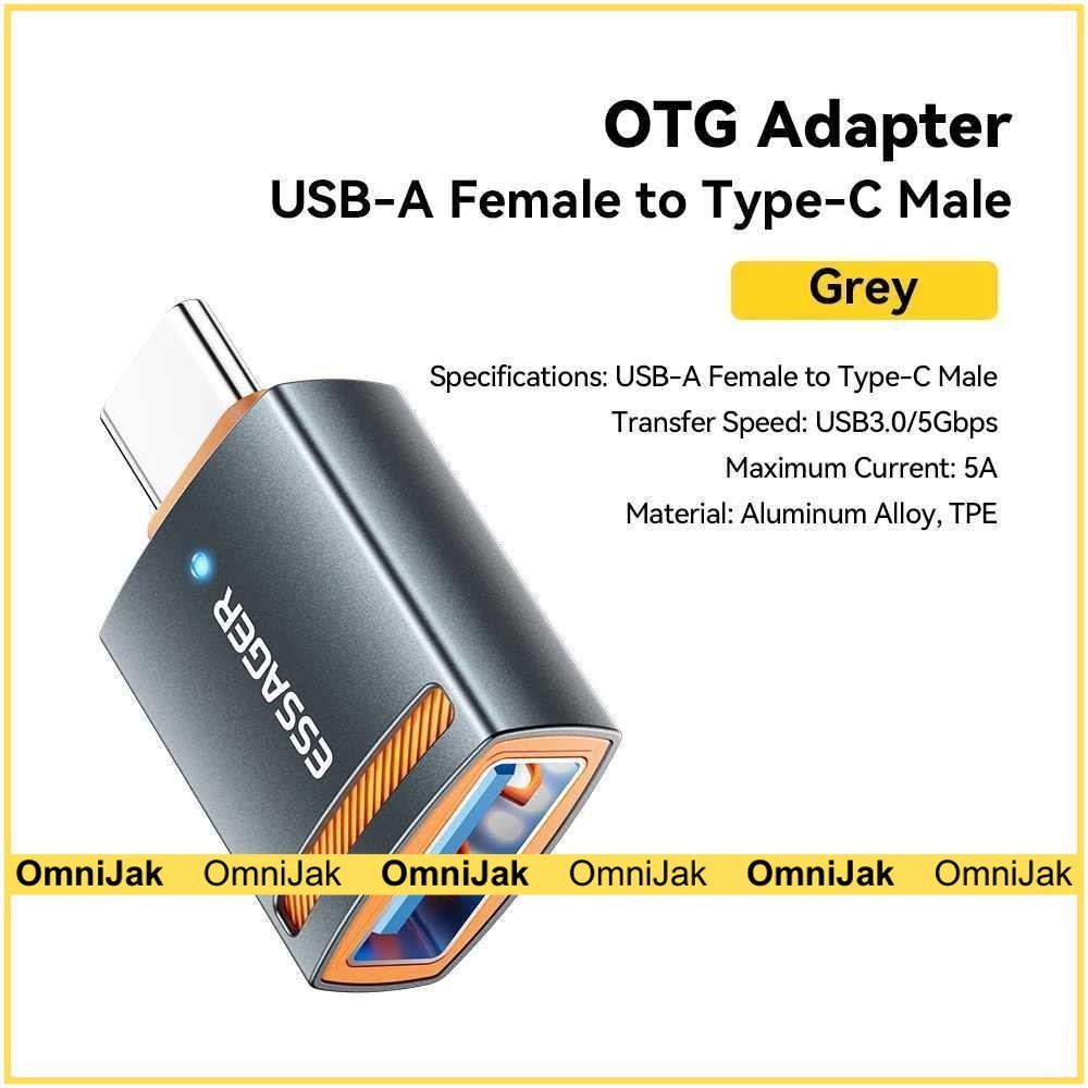 Jual ESSAGER OTG Type C Adapter USB Female to Type C Fast Charging 3A ...