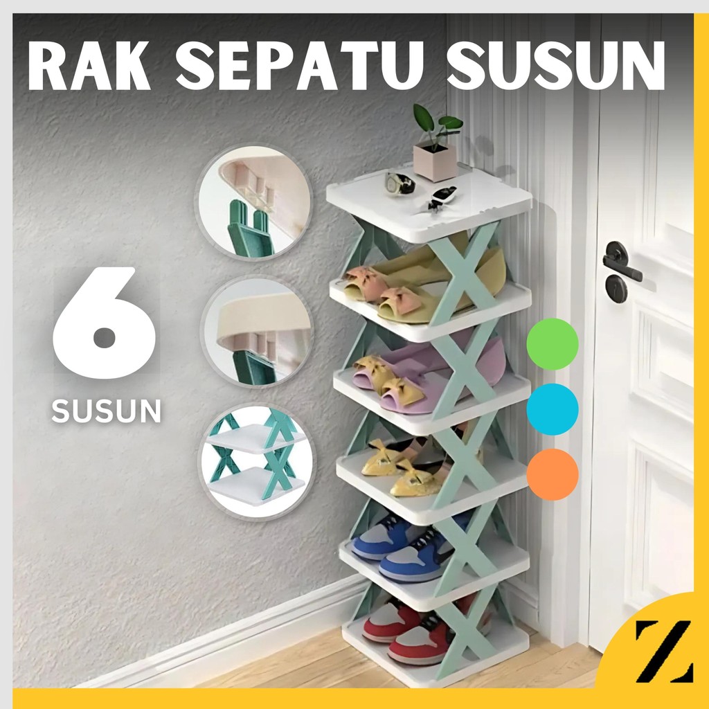 Jual Rak Sepatu Susun Plastik Rak Sepatu Sendal Model Silang X 6 Susun ...