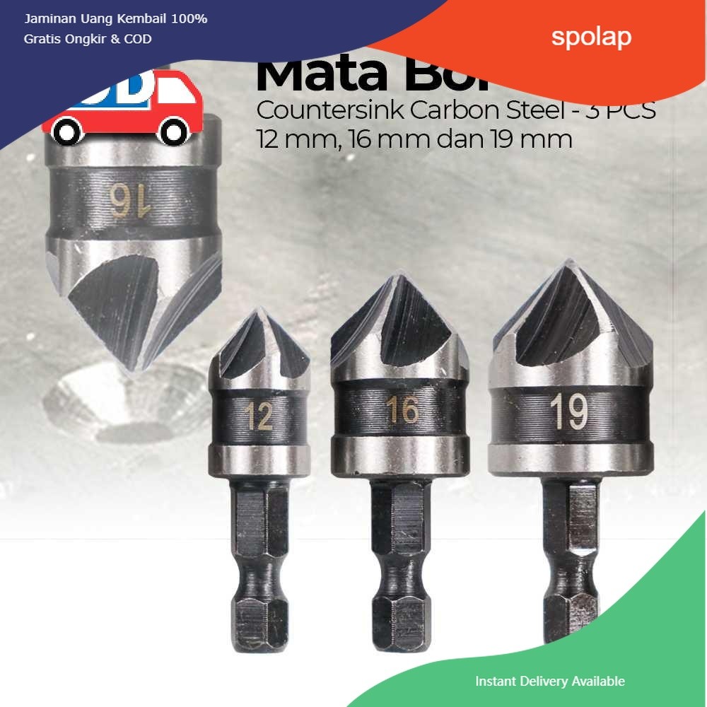 Jual Mata Bor Besi Baja Karbon Tahan Panas Drill Bit 3PCS 12 16 19 mm ...