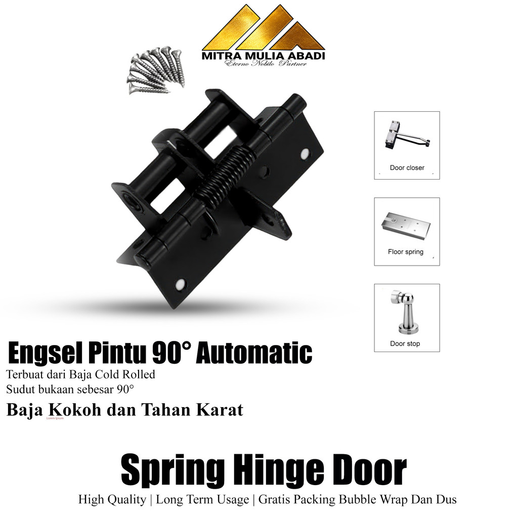 Jual Engsel Pintu Hitam 90 Derajat Automatic Closing Spring Hinge Door ...
