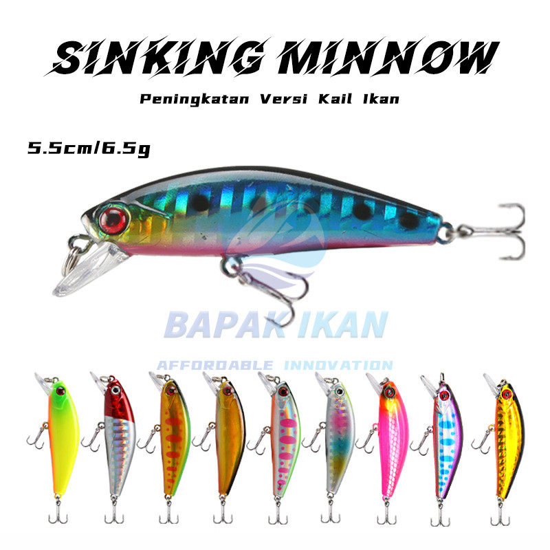 Jual 5.5cm/6.5g Umpan Lure Minnow Slow Sinking Fishing Bait Tackle Lure For Fishing Swim Bait ...