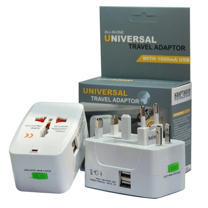 Jual 2 USB + ADAPTOR UNIVERSAL TRAVEL / CHARGER ADAPTER LUAR NEGERI ...