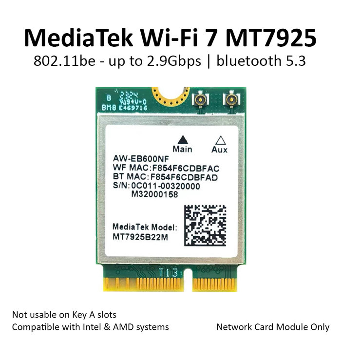 Jual Mediatek WiFi 7 MT7925 Wireless Card Bluetooth 5 BE M.2 NGFF ...