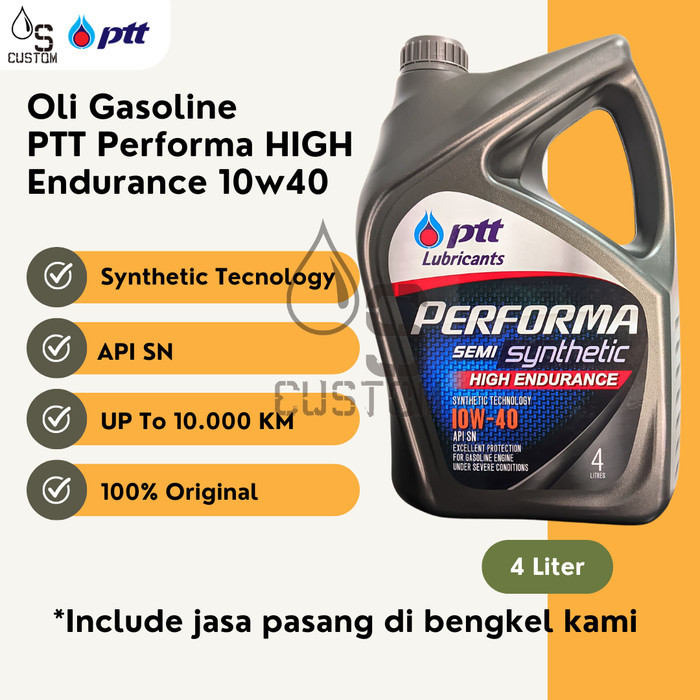 Jual PTT Performa HIGH Endurance 10w40 4L 10w-40 Oli Mobil Bensin Long Drain 4 Liter | Shopee ...