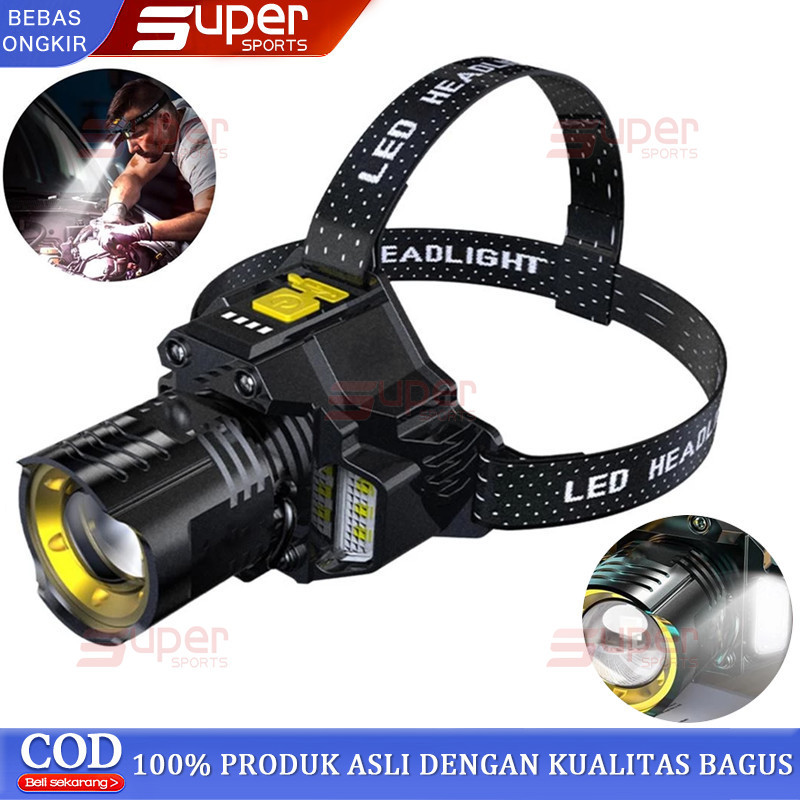 Jual Lampu Senter Kepala Led Senter Kepala 5000 Lumens LED kepala Zoom Multifungsi Tahan Air ...
