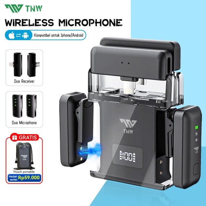 Jual TNW A21 Wireless Microphone Mic Clip on Dual Mikrofon Lavalier ...