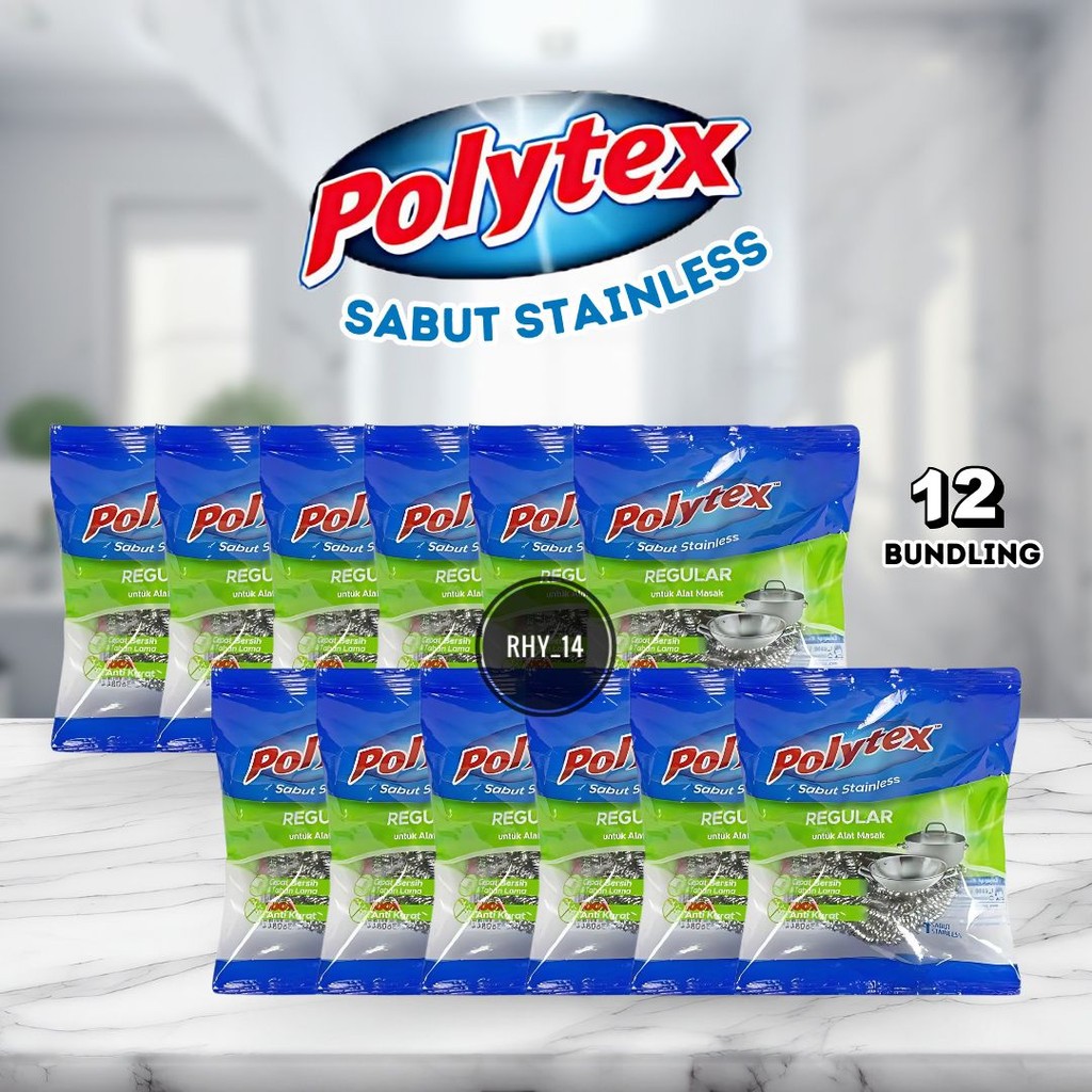 Jual ISI 12 PCS Polytex Sabut Stainless Regular / Sabut Cuci Piring ...