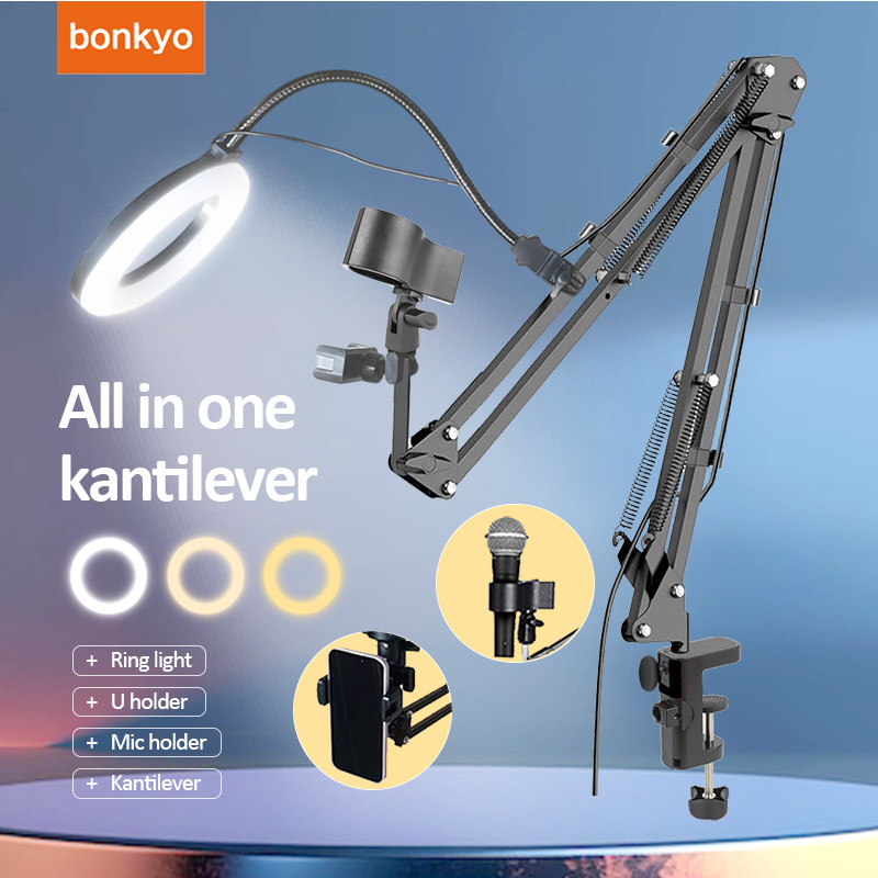 Jual Bonkyo stand desktop overhead shot light two-in-one light + arm ...