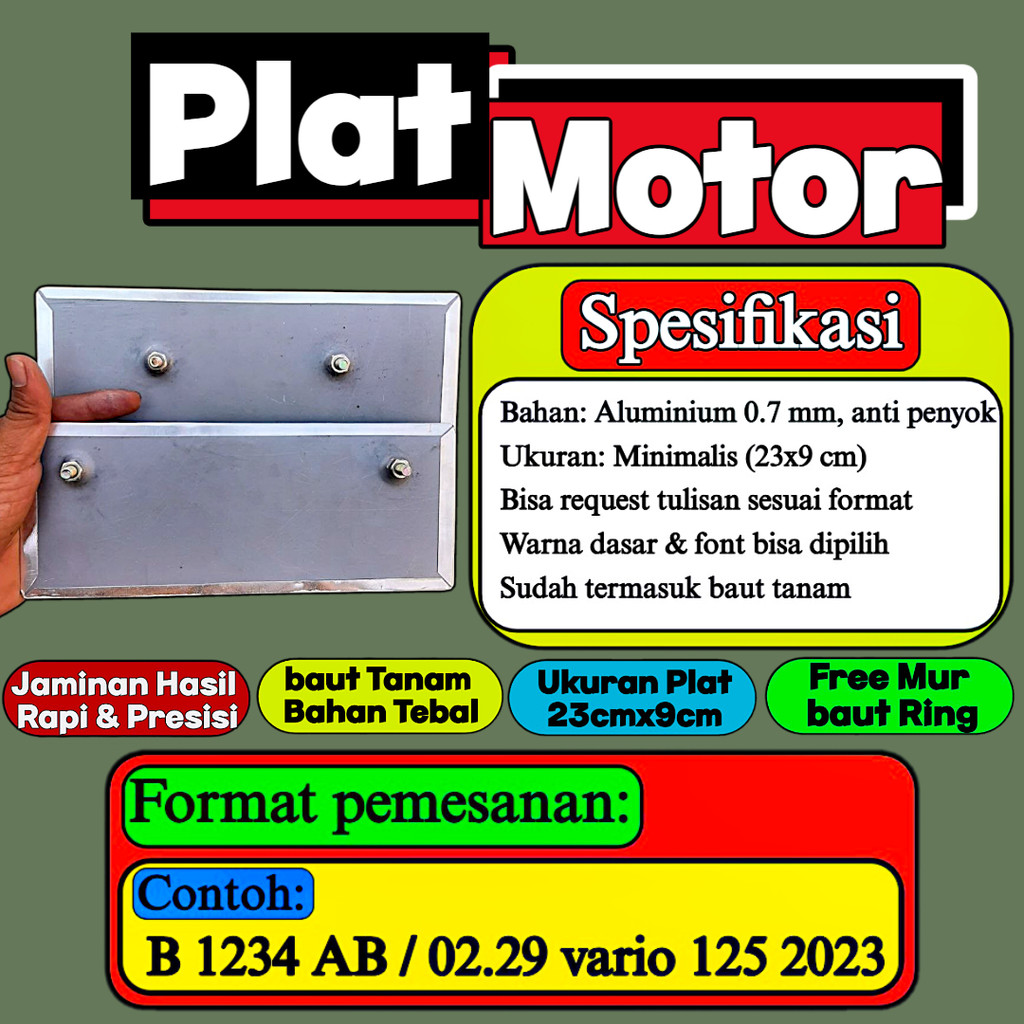 Jual Custom Plat Motor Baut Tanam | Shopee Indonesia