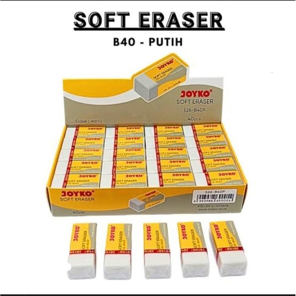 Jual Penghapus Pensil JOYKO JOYKO 526-B40P Putih - Eraser Karet 526 ...