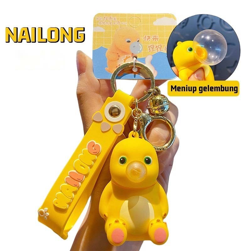 Jual （Buy 1 Free 2 Gelembung Pengganti）One+One Gantungan Kunci DINO ...