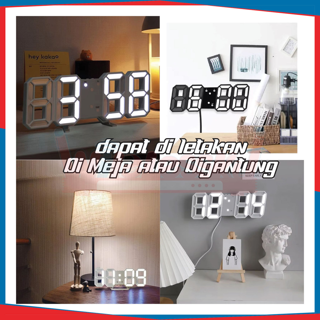 Jual Jam Dinding Digital Alarm 3D Bisa Cek Suhu Temperatur ACCESSGO LED ...