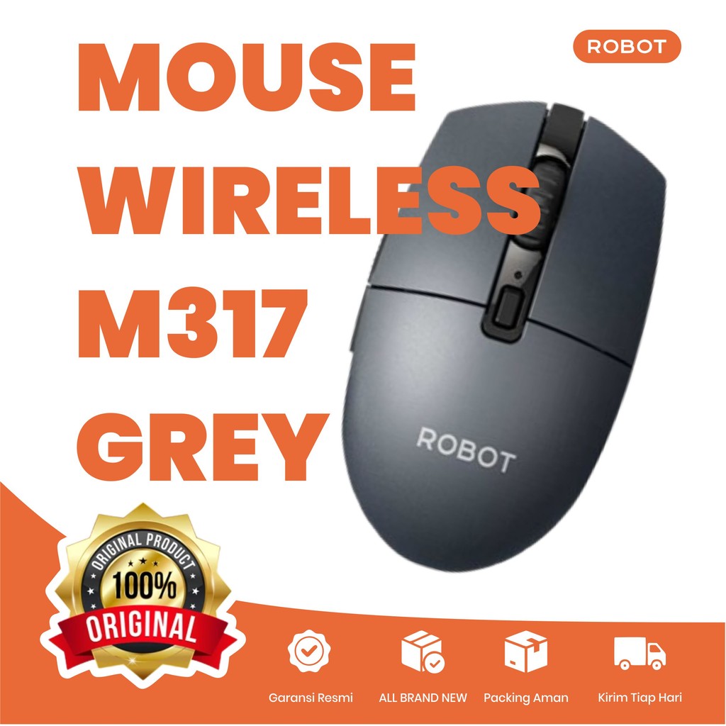 Jual ROBOT Mouse Wireless M317 Grey with 2 Tombol Shortcut Multifungsi ...