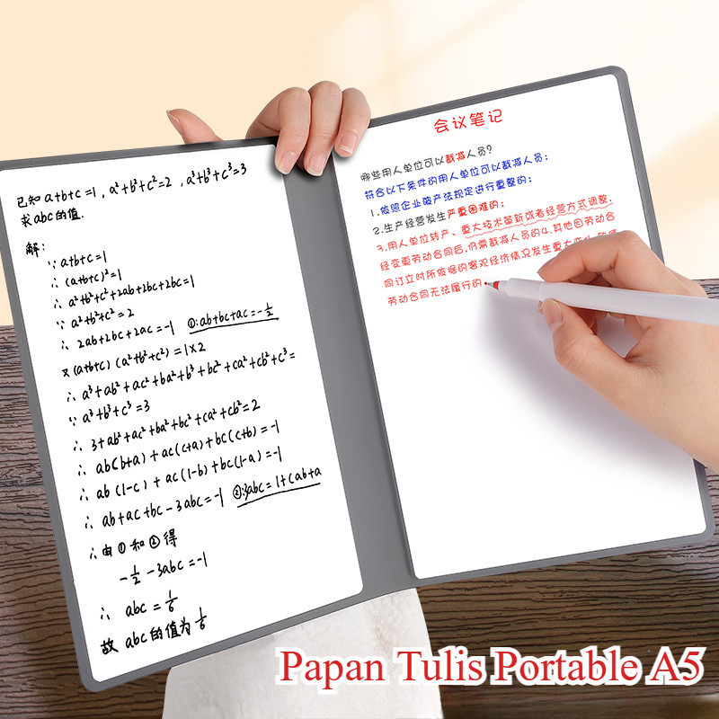 Jual Papan Tulis Portable A5 Whiteboard Notebook PU Leather with Pen ...