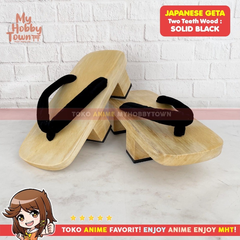 Jual Geta Two Teeth Wood Tradisional : Solid Black Strap Hitam Sandal ...
