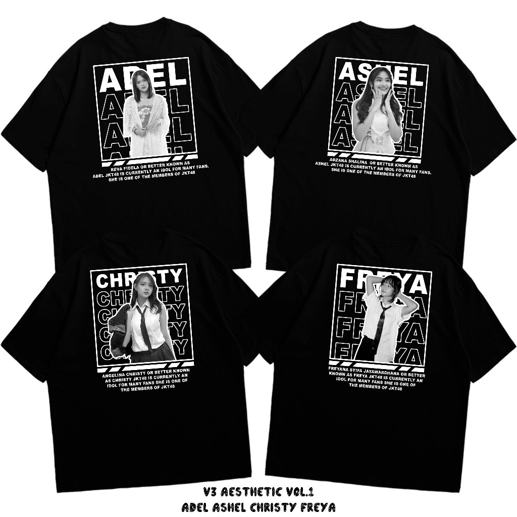 Jual Kaos JKT48 V3 Aeshthetic Vol.1 -- Adel Ashel Christy Freya Marsha ...