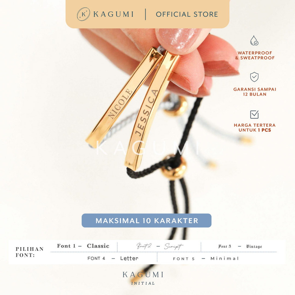 Jual KAGUMI Initial - Berlin Bracelet | Gelang Serut Custom Titanium ...