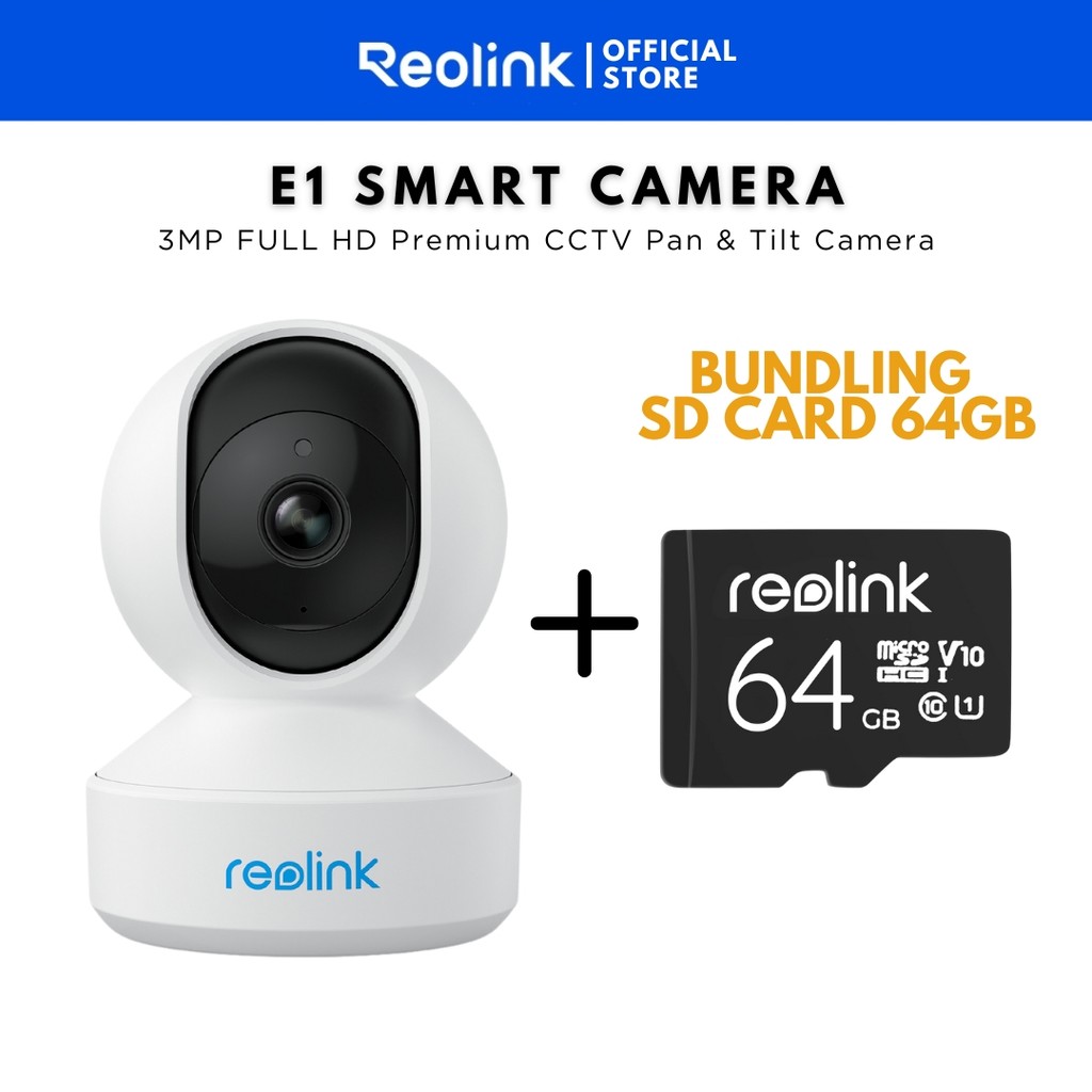 Jual REOLINK Bundling E1 Indoor & SD Card 64Gb Premium CCTV Pan & Tilt ...