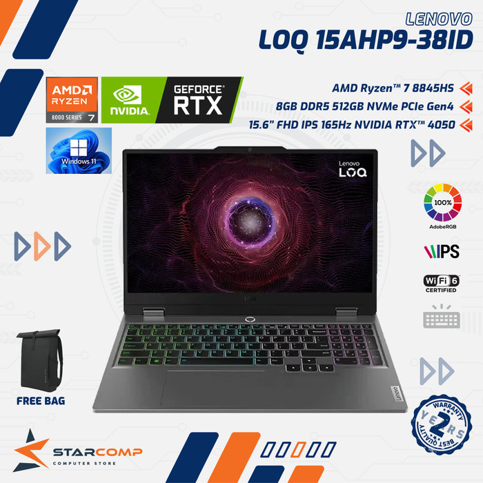 Jual LENOVO LOQ 15-38ID Ryzen 7 8845HS 8GB 512GB RTX4050 6GB 15.6" FHD ...