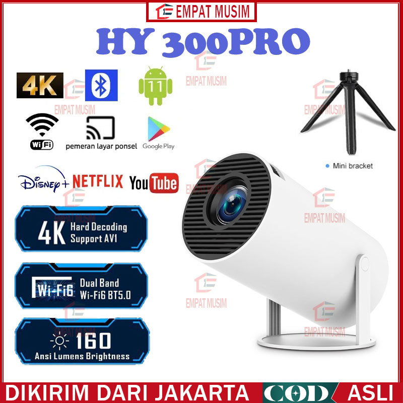 Jual Proyektor HY300 4K Ultra HDMI 720p Android 11.0 WiFi Bluetooth ...