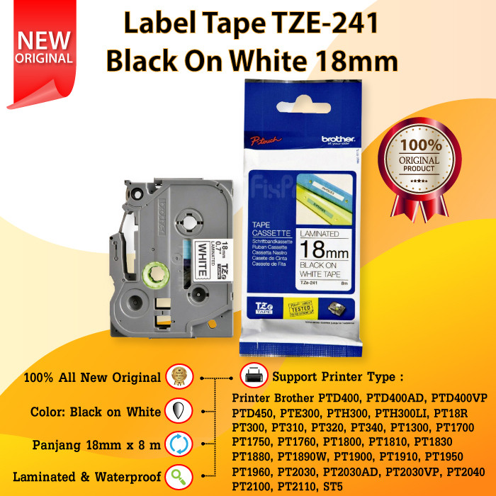 Jual Label Tape Original Brother TZE-241 TZE 241 Casette Laminated 18mm ...