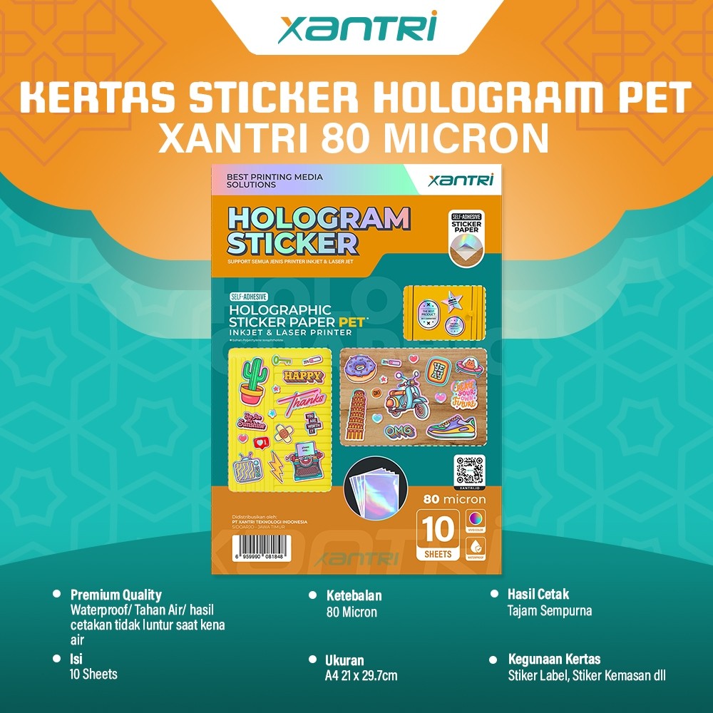 Jual Xantri - Kertas Sticker A4 Clear PET Hologram Glossy Matte Ink Jet ...