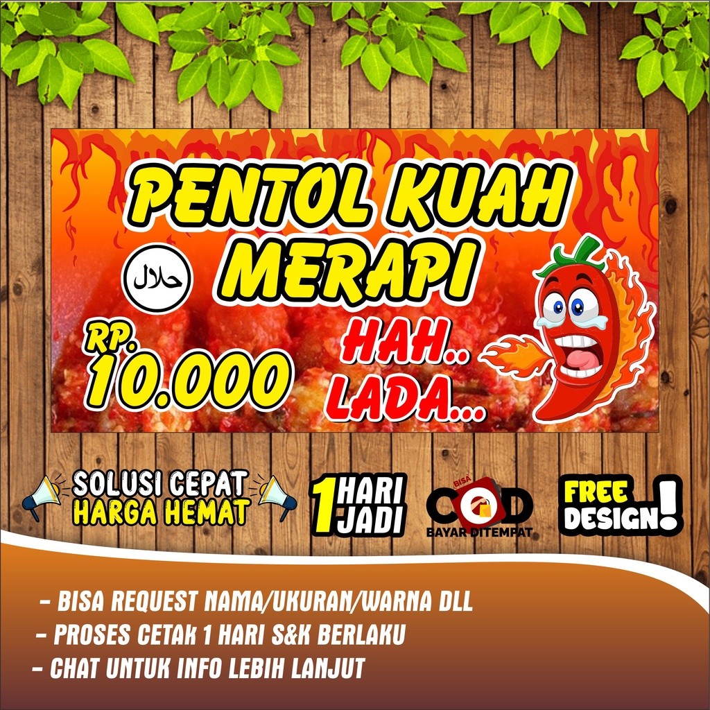 Jual Spanduk jualan Bakso Pentol Ukuran 120 x 80 Bisa Request | Shopee ...