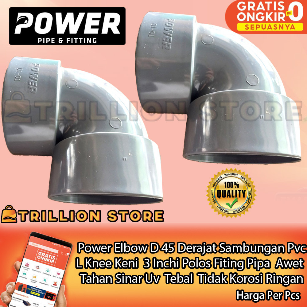 Jual Power Knee Elbow D 45° Derajat 3" Inch Knie Siku Keni Polos ...