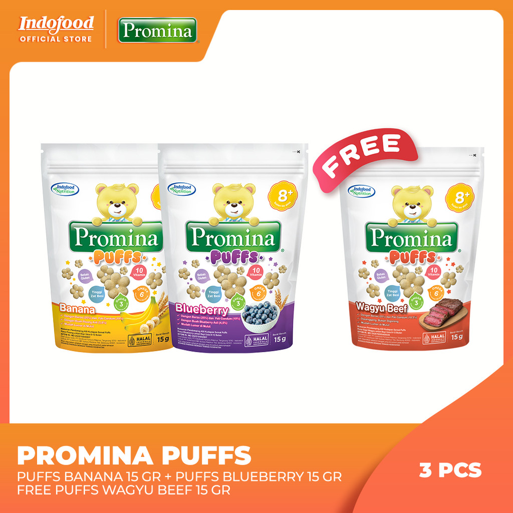 Jual 3 PCS - Promina Puffs Mix Flavor 15 Gr | Shopee Indonesia