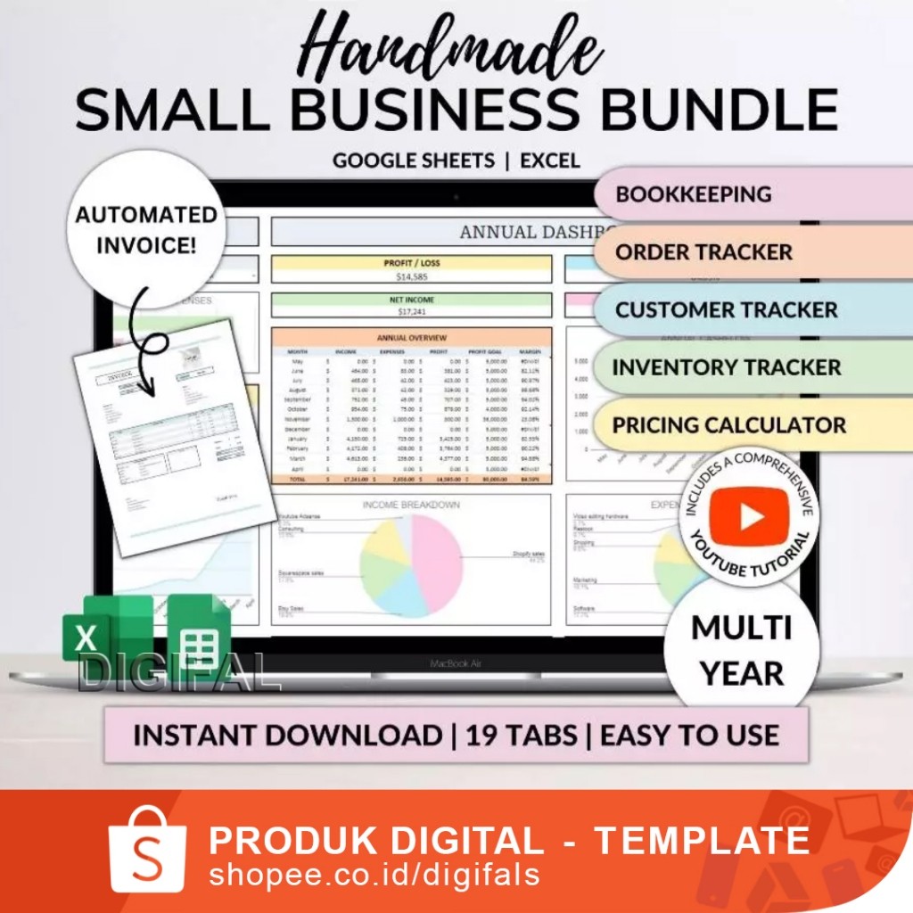 Jual Pencatatan Keuangan untuk UMKM Barang Handmade Small Business Bookkeeping Spreadsheet ...