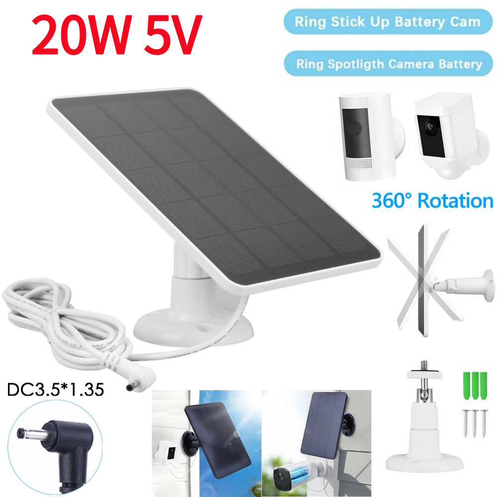 Jual 20W 5V Solar Panel for Ring Spotlight Camera/Ring Stick Up Camera ...