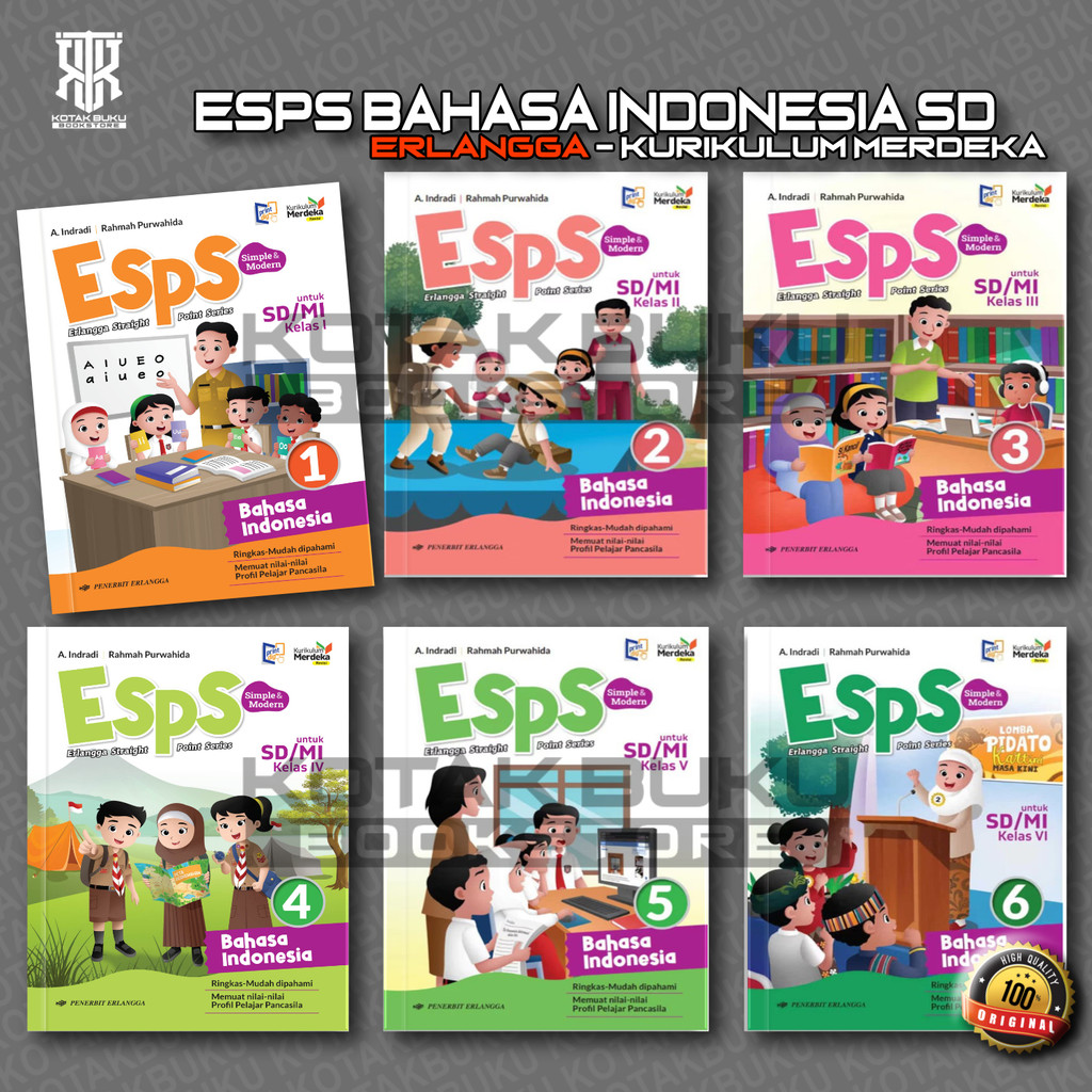 Jual ( ERLANGGA ) Buku ESPS Bahasa Indonesia Kelas 1 2 3 4 5 6 SD/MI Kurikulum Merdeka Revisi ...
