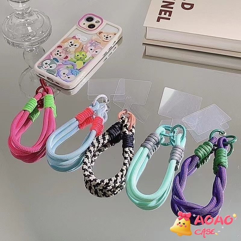 Jual Vintage Solid Color Braiding Morandi Color Lanyard Phone Chain ...