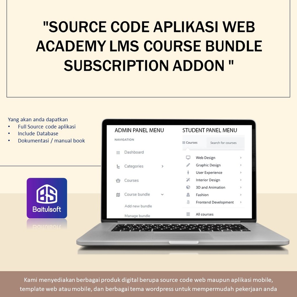 Jual SOURCE CODE APLIKASI WEB ACADEMY LMS COURSE BUNDLE SUBSCRIPTION ...