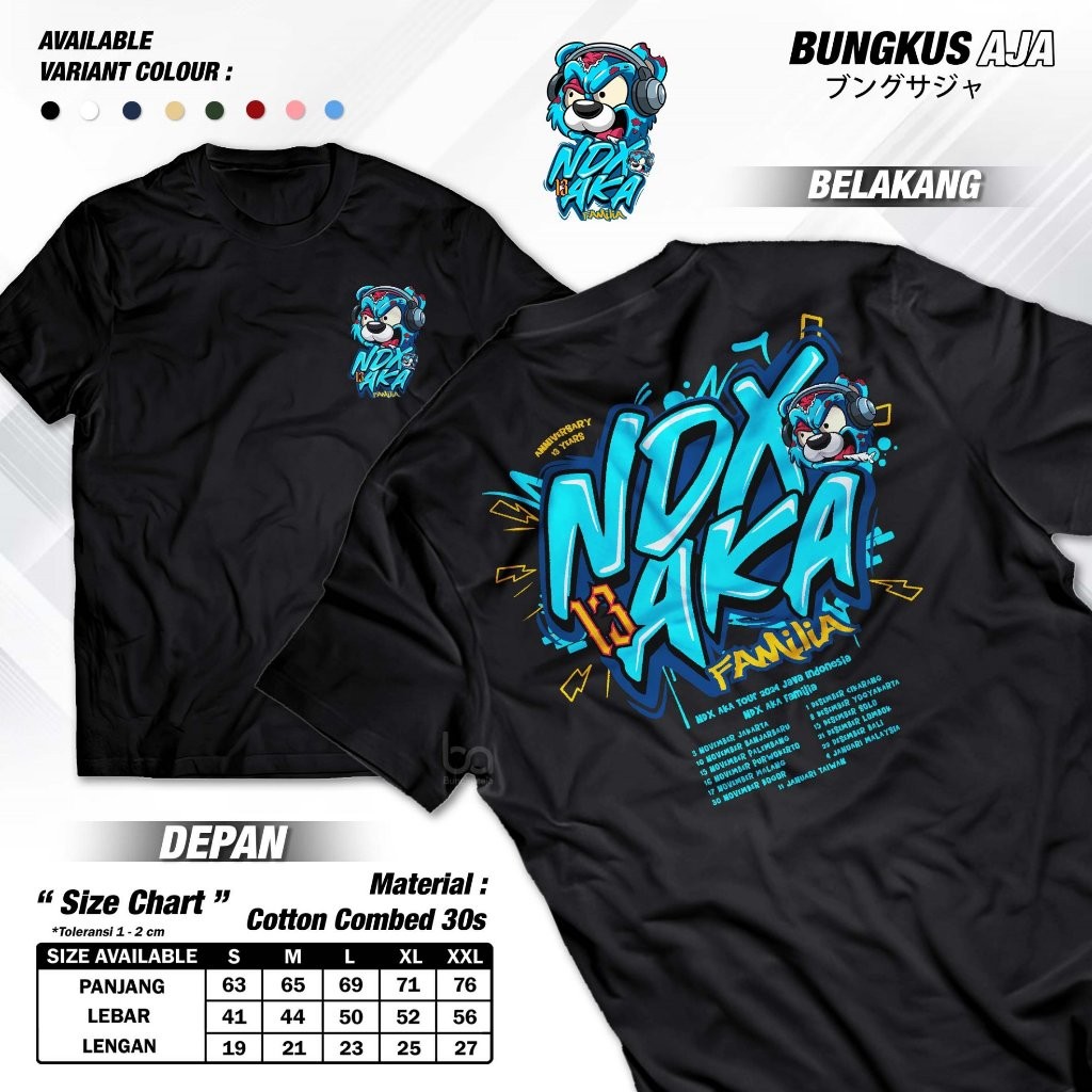 Jual Kaos Anniversary 13 NDX AKA Familia - Baju Band Musik Dangdut Hip ...