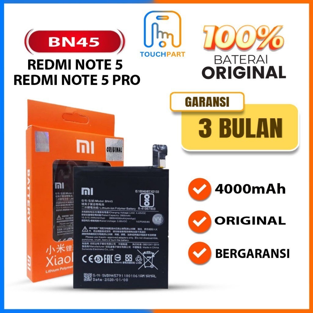 Jual BATERAI BATRE XIAOMI REDMI NOTE 5 / REDMI NOTE 5 PRO BN45 ORIGINAL | Shopee Indonesia