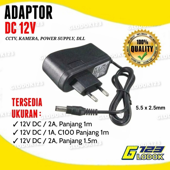 Jual Adaptor Adapter DC 12V 1A 2A Kamera CCTV Lampu LED Power Supply ...