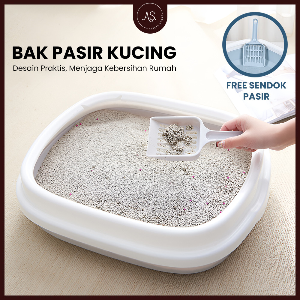 Jual AS Bak Pasir Kucing Kotak Baskom Pasir Kotoran Kucing + Sekop ...
