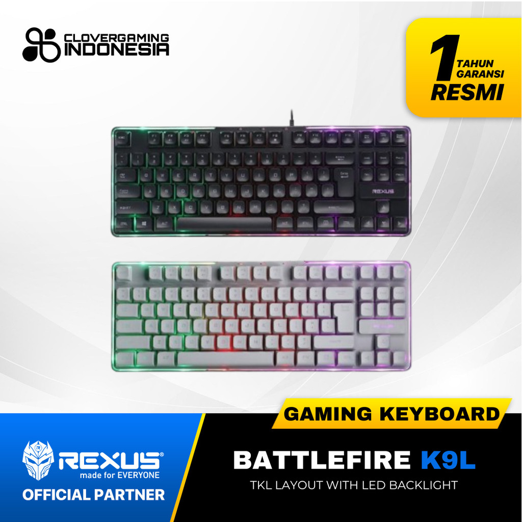 Jual Rexus Battlefire K9L K-9L Wired Membrane Gaming Keyboard TKL ...