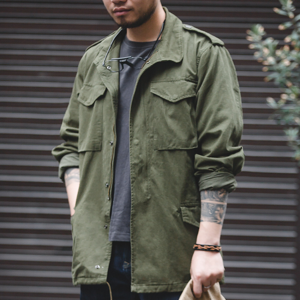 Jual Maden Retro M65 Jackets for Men Green Outdoor Windbreaker Vintage Casual Solid Coat Mens ...